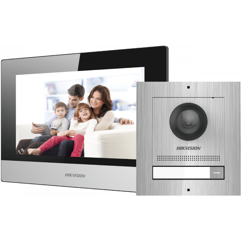 Pack IP -1 platine INOX Audio video 1BP+ 1 monit. 7¨ + 1 Switch + SD