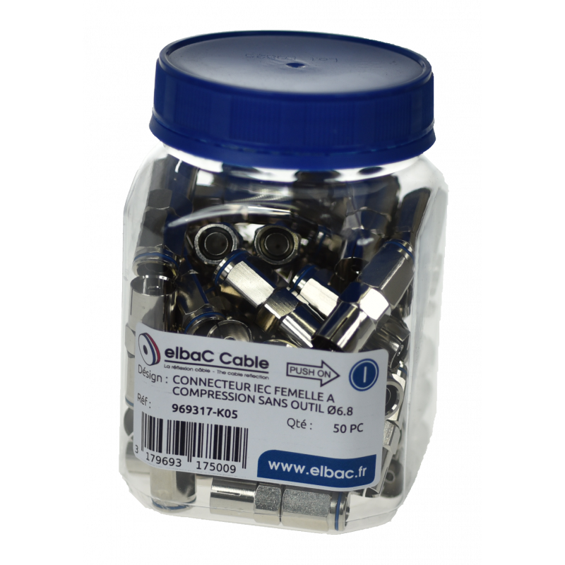 IEC FEMELLE COMP. SANS OUTIL Ø6.8mm Boite 50 PC